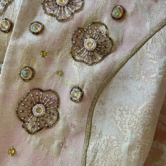 Jackets & Coats | Gold Thread Beaded Blazer Jacket Macaron Pink | Poshmark